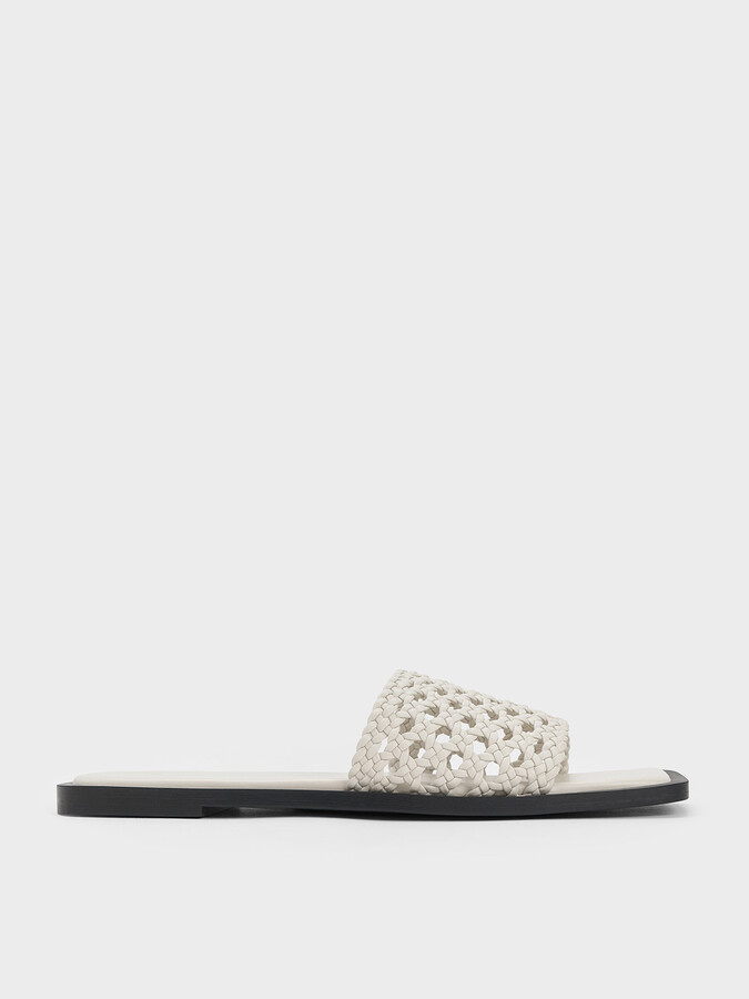 Charles & Keith Woven Square-Toe Slides - ShopStyle