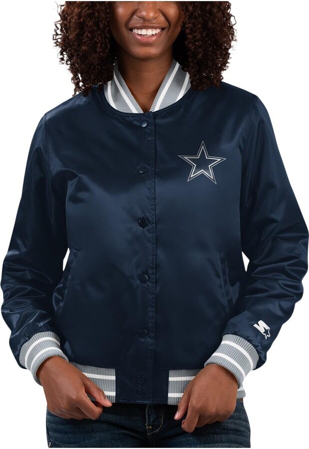 Women's Starter Navy Dallas Cowboys Full Count Satin Full-Snap Varsity ...