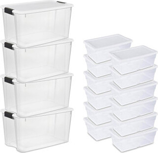 Sterilite 70 Quart Ultra Storage Container Box (4 Pack) & 6 Quart Tote ...