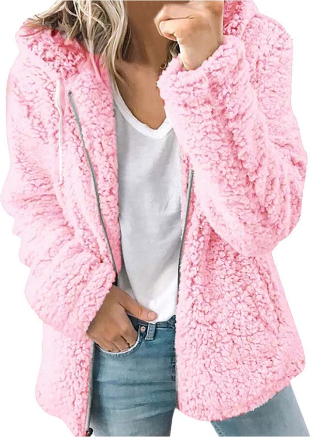 MODSGUE Plush Coat Women's Thermal Long Sleeve Plush Pullover Teddy ...