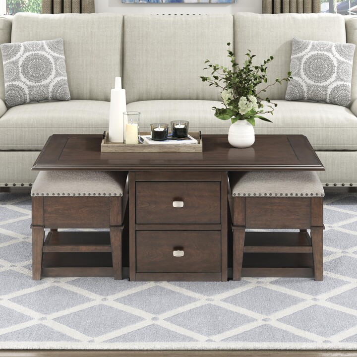 Lexicon Sprague 2-Drawers Wood Coffee Table with Ottomans - ShopStyle