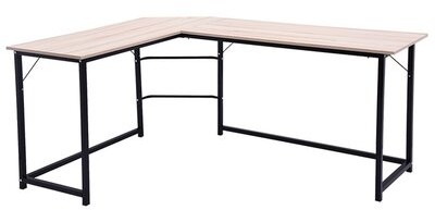 Inbox Zero Home Office Corner Desk Computer Table Steel Wood Study ...