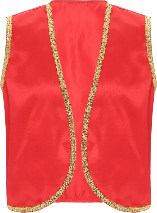FEESHOW Mens Halloween Arabian Prince Stain Vest Open Front Waistcoat ...