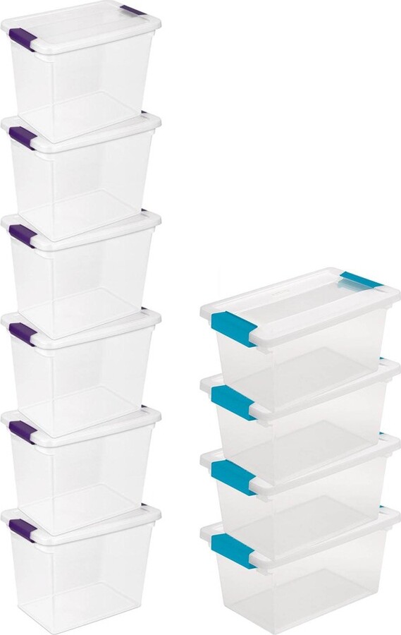 Sterilite 27 Quart Clear Latch Lid Stackable Storage Box Tote, 6 Pack ...