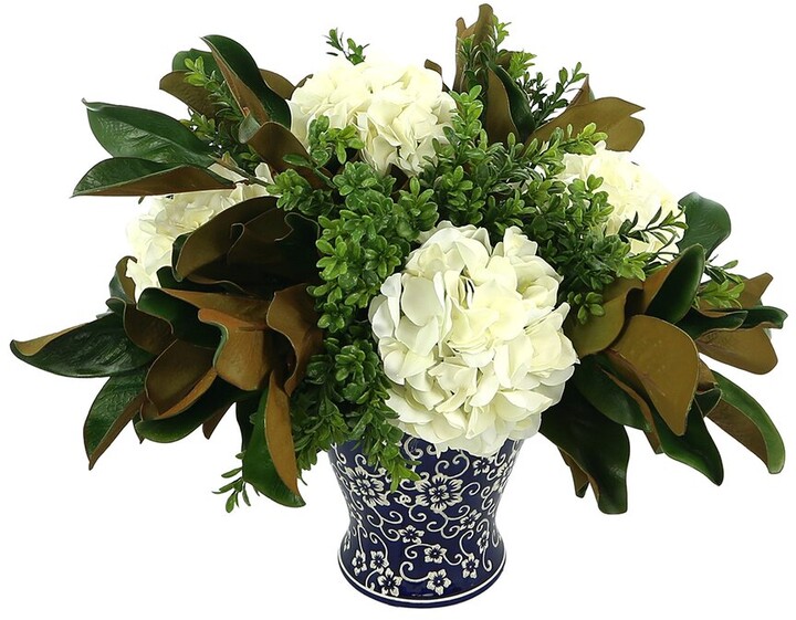 Creative Displays White Hydrangea, Boxwood Floral Arrangement With ...