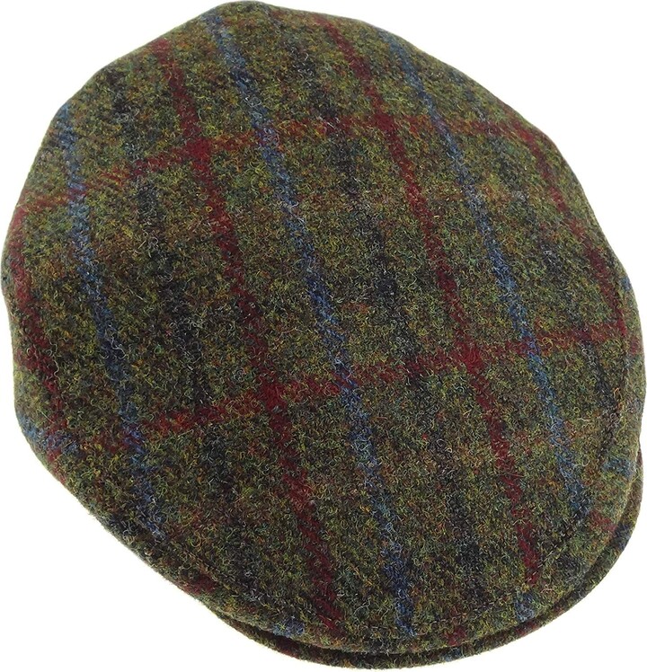 Highland Tweed Gents Harris Tweed Dark Green Check Flat Cap Made in UK ...