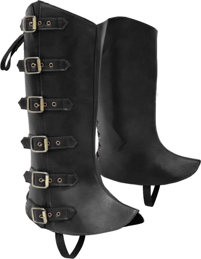 FURPHI Medieval Leg Covers Viking PU Leather Boot Guards for Men ...