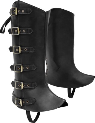 FURPHI Medieval Leg Covers Viking PU Leather Boot Guards for Men ...