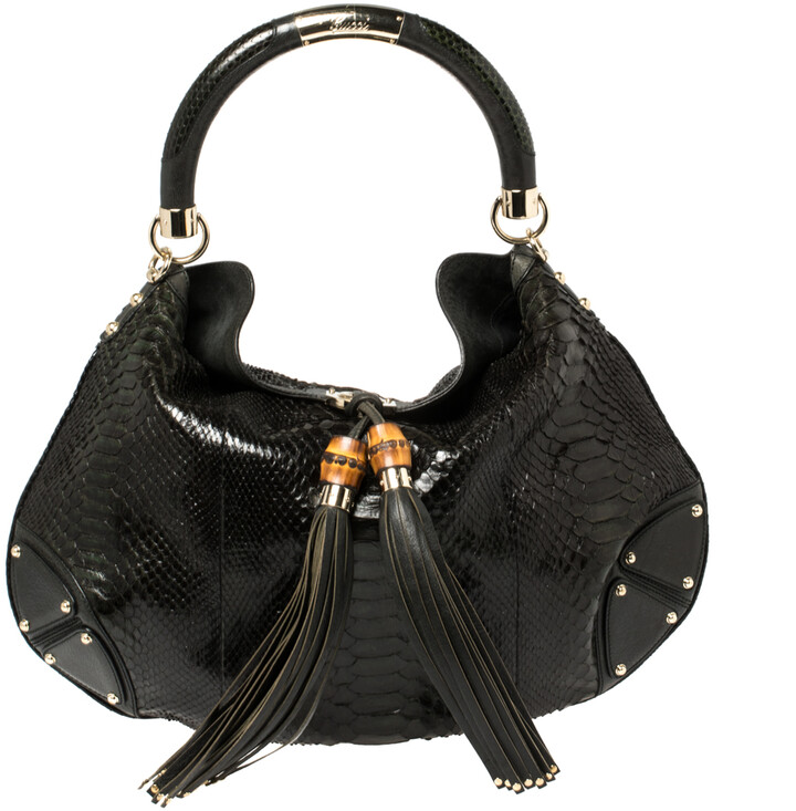 Gucci Green/Black Python and Leather Large Babouska Indy Hobo - ShopStyle Shoulder Bags