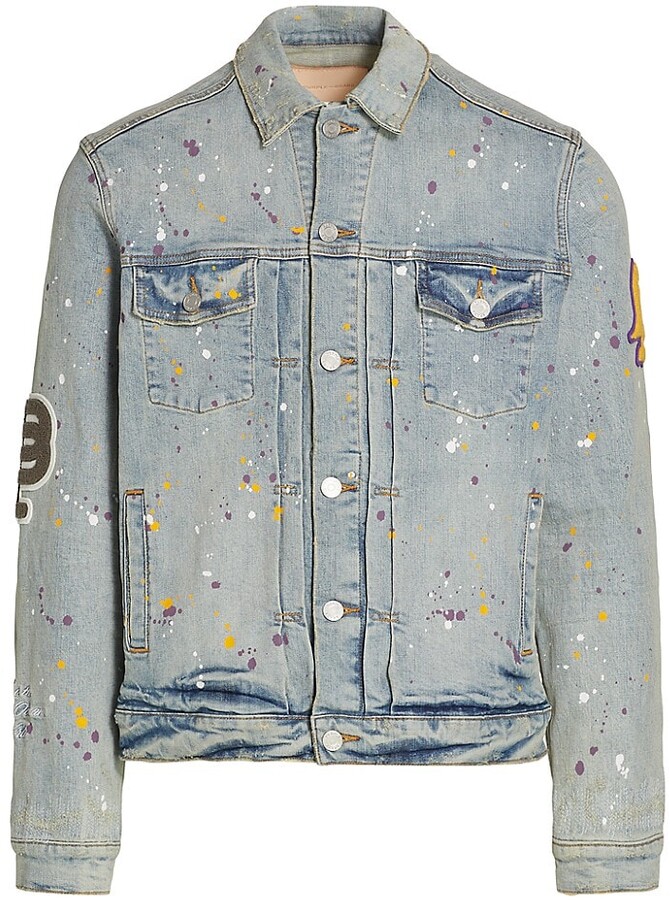 Purple Brand Paint Splatter Denim Trucker Jacket - ShopStyle