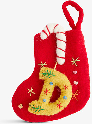Selfridges Edit Red Mini Alphabet D Stocking Wool Christmas Decoration ...