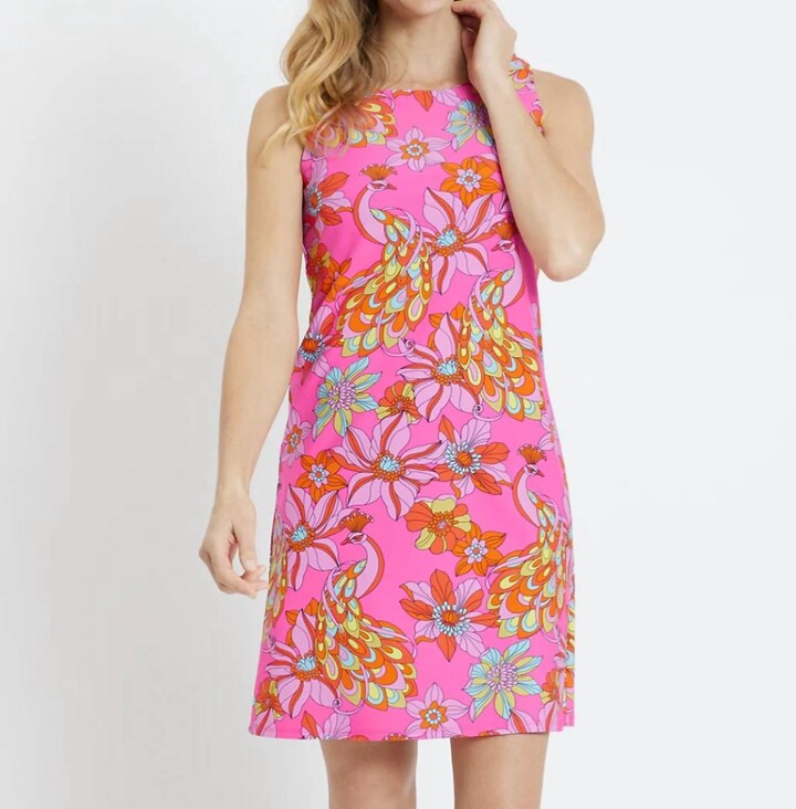 JUDE CONNALLY Beth Twirling Peacock Spring Dress In Pink Multi - ShopStyle