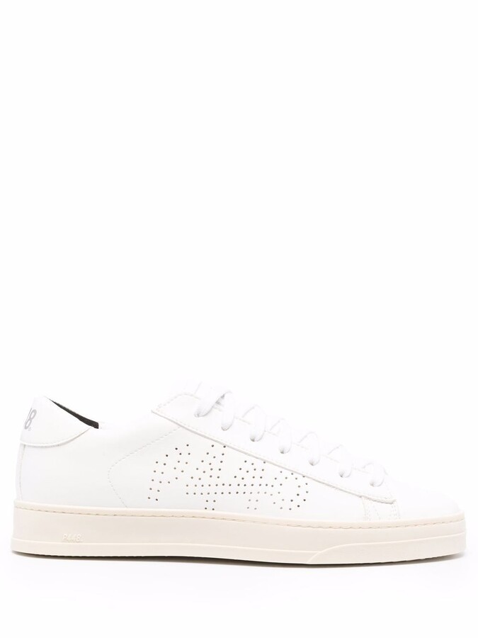 P448 Perforated-Logo Low-Top Leather Sneakers - ShopStyle