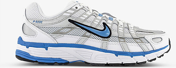 Nike Womens White Silver Blue P-6000 Mesh and Leather Low-top Trainers ...