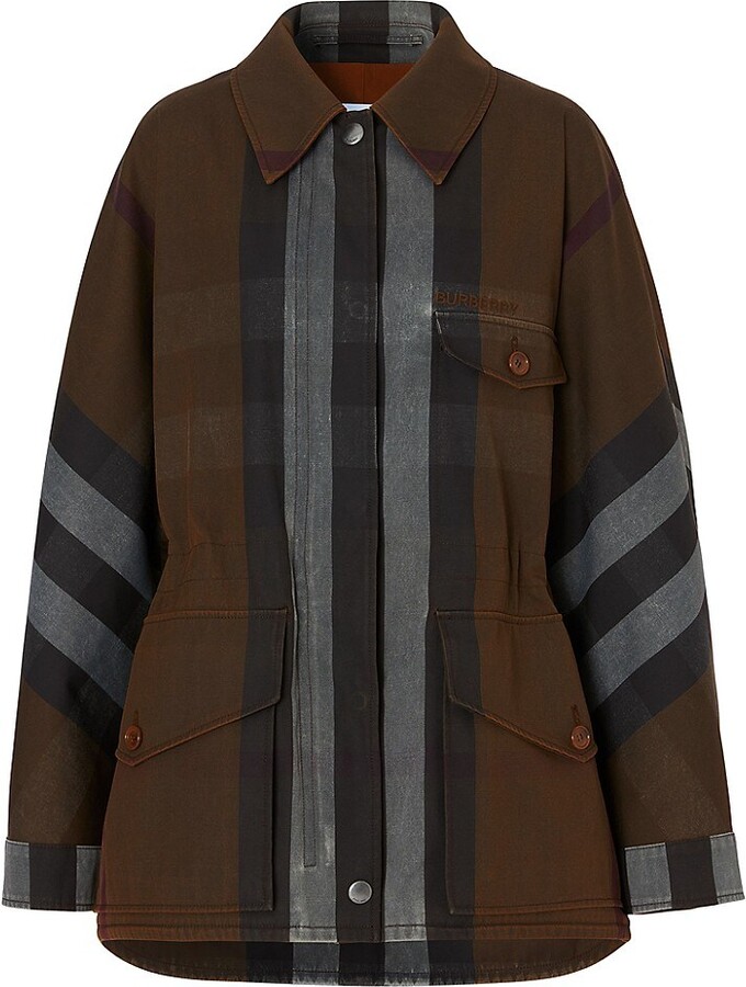 Burberry Oversized Check-Print Jacket - ShopStyle