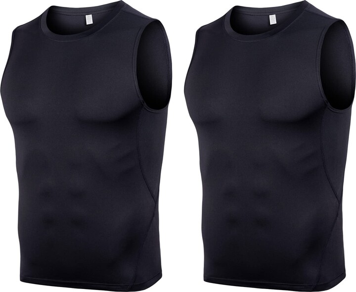 HomyComy Men's Compression Tops Sleeveless T-Shirt Quick Dry Muscle ...