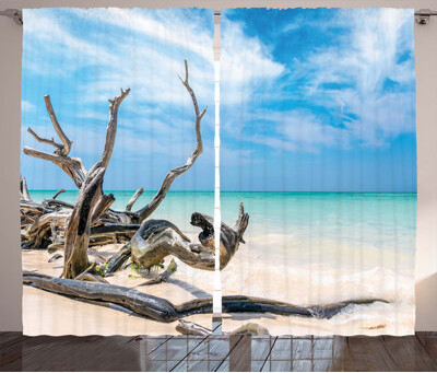 Hokku Designs Dau Driftwood Graphic Print and Text Semi-Sheer Rod ...