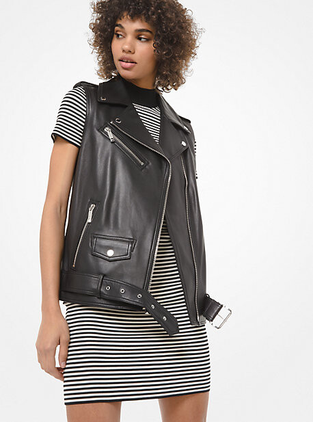 Michael Kors Leather Moto Vest - ShopStyle