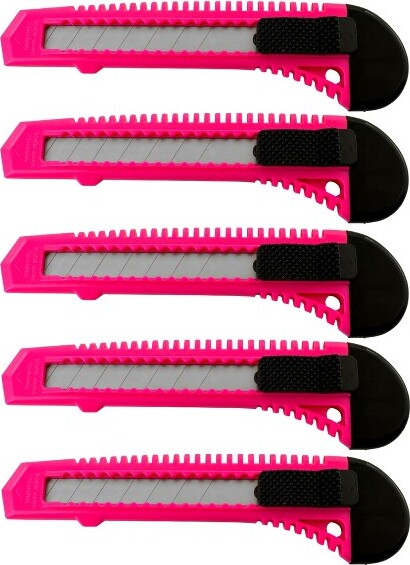 MotoProducts 5 Bulk 6" Utility Knives Neon Pink with Snap-Off Blades ...