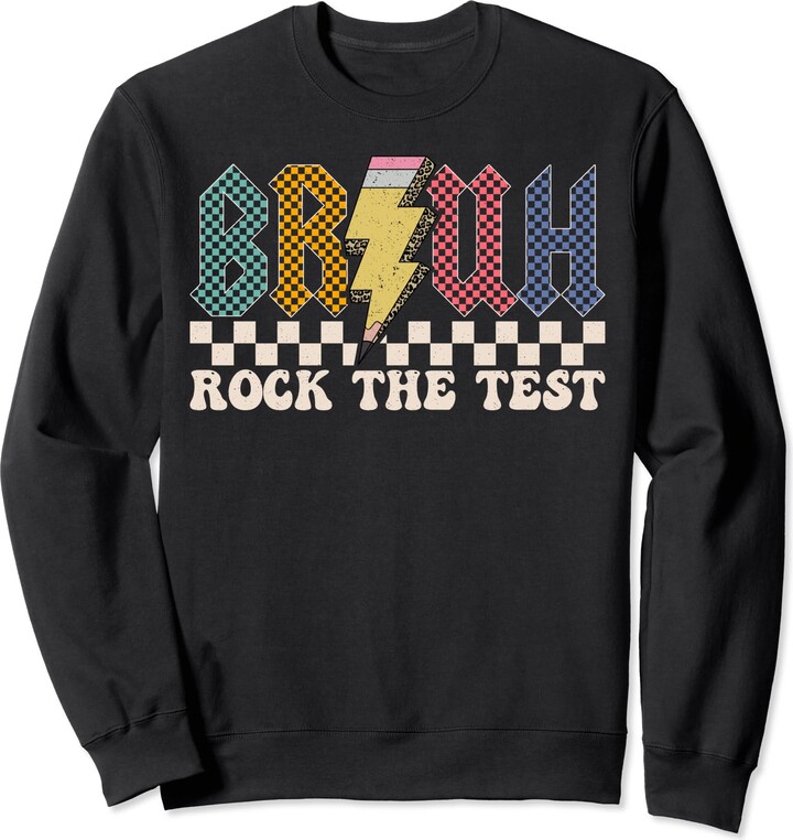 Funny Cute Teachers Students Test Day Gifts Ideas Bruh Checkered Rock ...