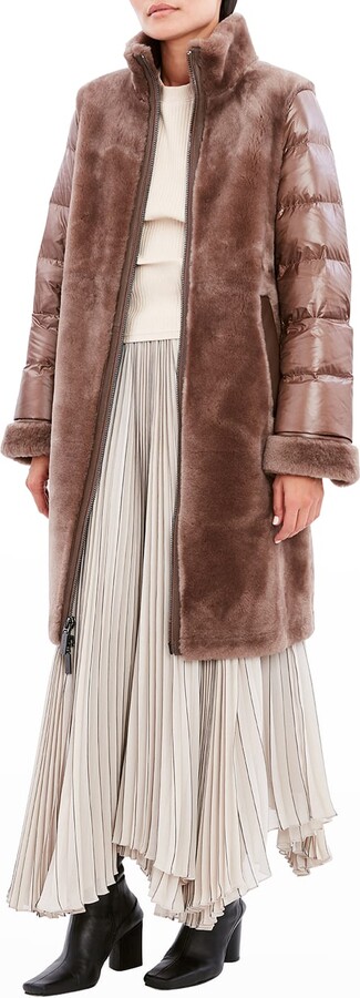 Dawn Levy Monique Mixed Media Long Coat - ShopStyle