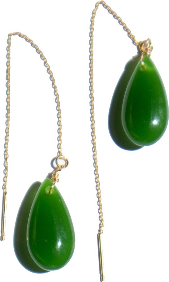 Seree Women's Green Waterdrop Lab Jade Drop Earrings - ShopStyle