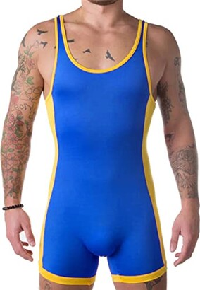 KAMVI Mens Singlet Wrestling Suit Gym Training Wrestling Singlets Men's ...