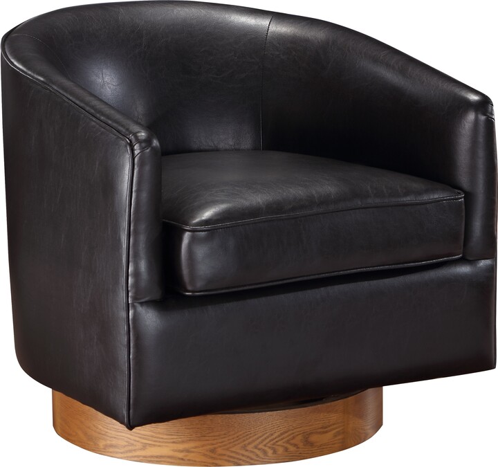 Ingram Faux Leather Wood Base Barrel Swivel Chair by Greyson Living ...