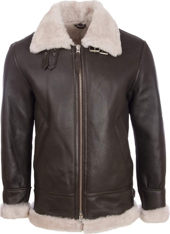 Aviatrix Men's Real Leather Shearling Classic Aviator Pilot Jacket ...