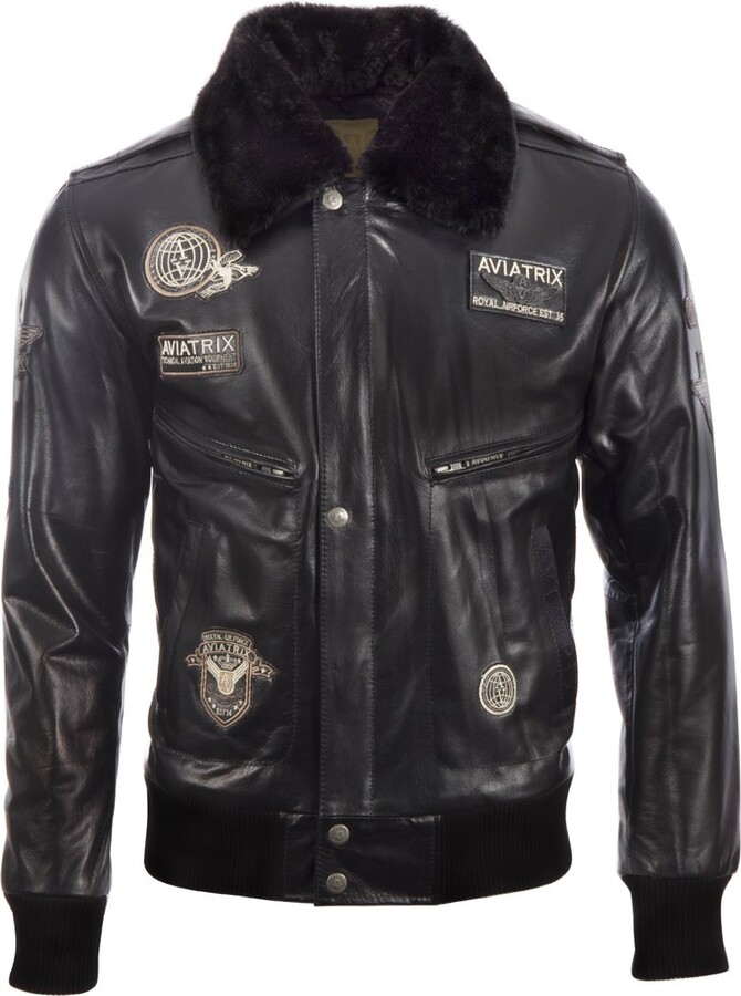 Aviatrix Men’s Genuine Buffalo Leather Pilot Flight Aviator Bomber ...