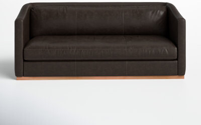 Joss & Main Edna 84'' Genuine Leather Tuxedo Arm Curved Sofa with ...