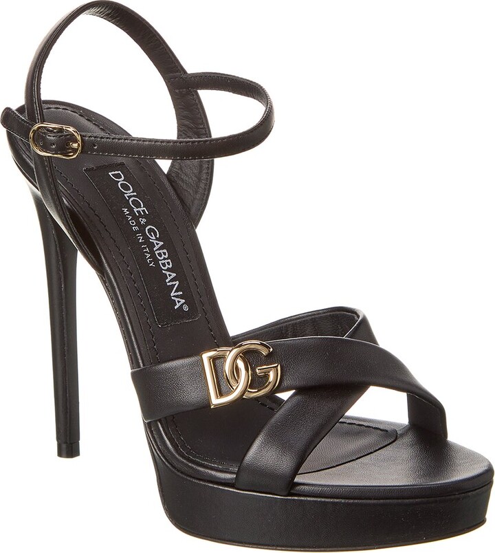 Dolce & Gabbana Logo Leather Platform Sandal - ShopStyle