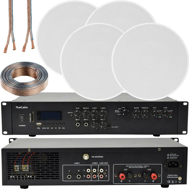 Loops 400W Bluetooth Sound System 4x 6.5 Slim Ceiling Speaker Channel ...