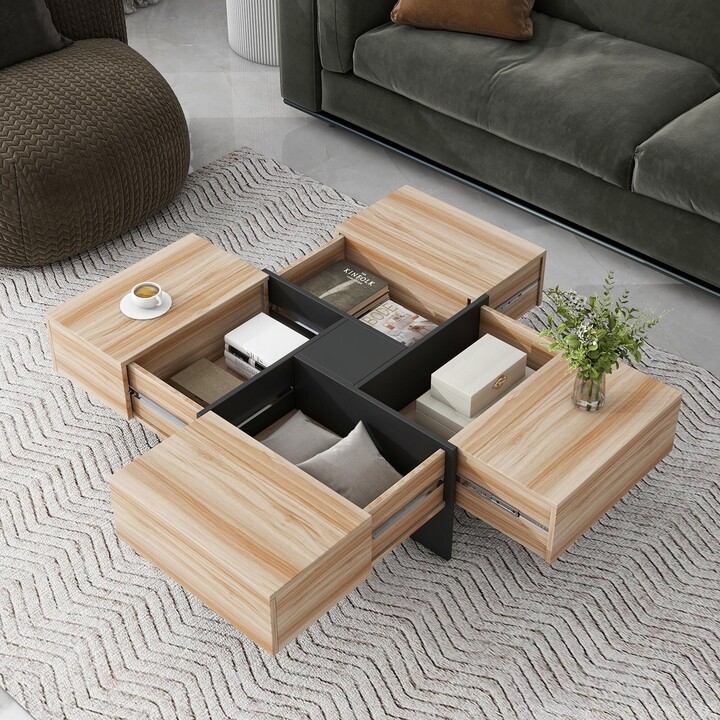 CARMORICO Exquisite Coffee Table, Slide-Out Elegance with Hidden ...
