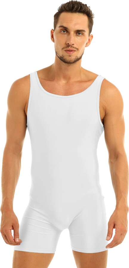 Choomomo Mens Spandex Leotard Short Tank Bodysuit Workout Dance