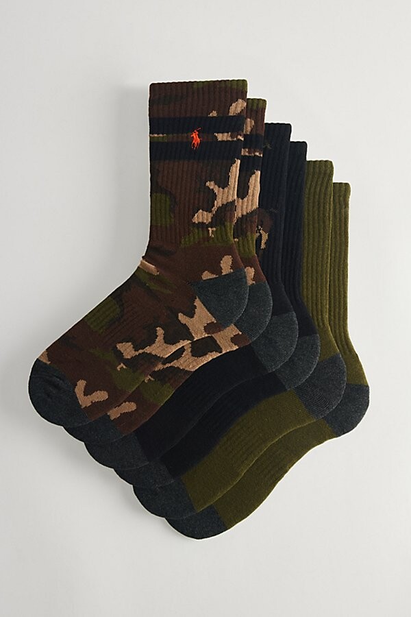 Polo Ralph Lauren Camo Pony Crew Sock 3-Pack in Assorted - ShopStyle