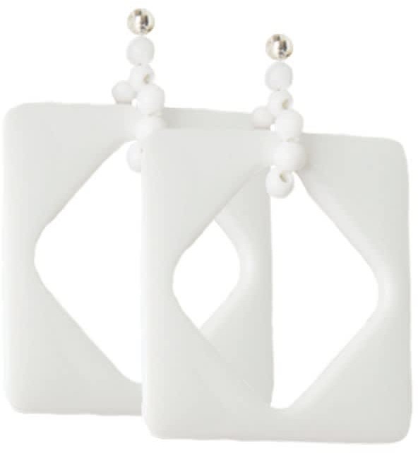 Pietrasanta White Off-Set Square Statement Earrings - ShopStyle