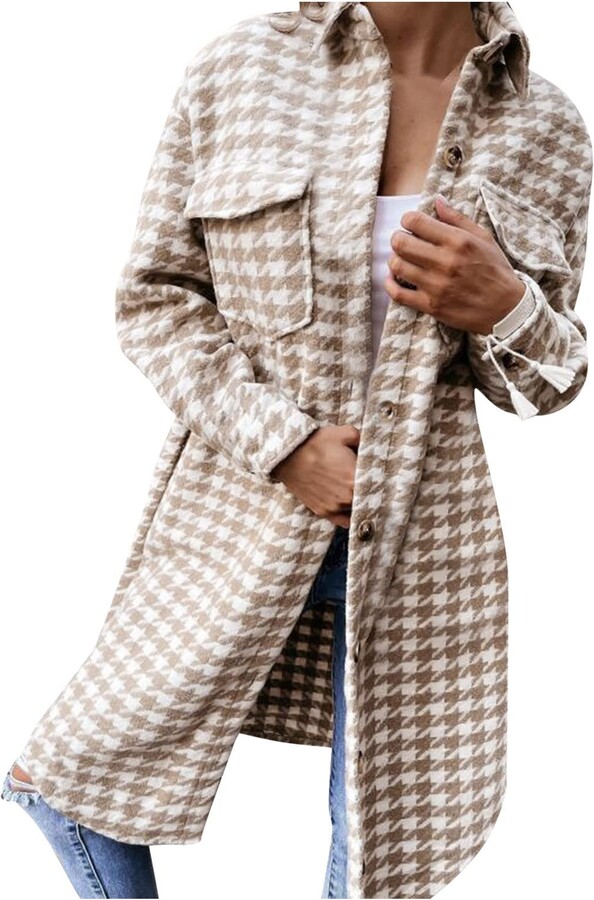 rtdgcv Women's Checked Wool Coat - ShopStyle