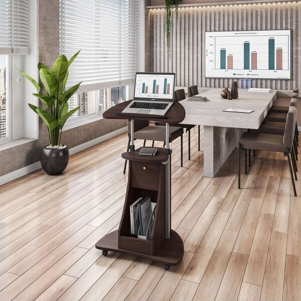 Techni Mobili Rolling Adjustable Laptop Cart with Storage - ShopStyle