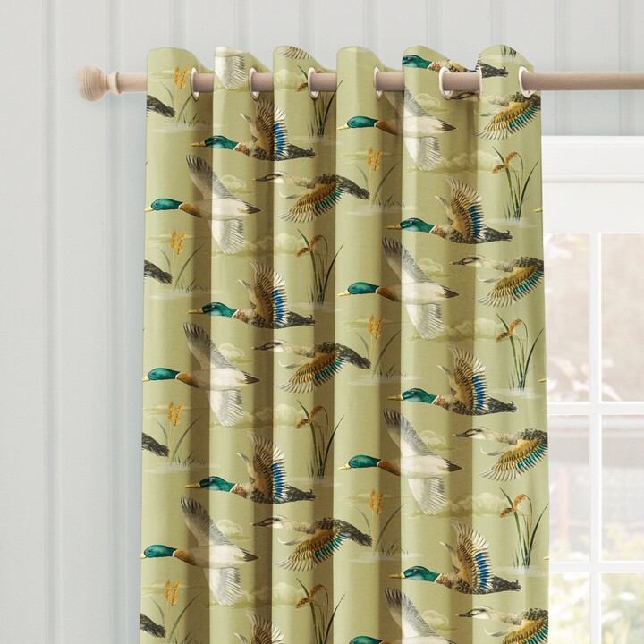 Dunelm Mallards in Flight Eyelet Curtains Green - ShopStyle