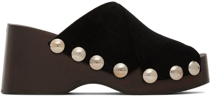Ganni Black Suede Clogs - ShopStyle