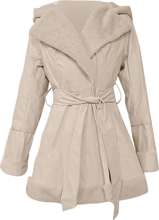 iOoppek Women's Elegant Winter Coat with Hood and Belt - ShopStyle