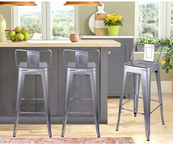 LEEJAY 30 inch Low Back Metal Bar Stool-Set of 2 - ShopStyle