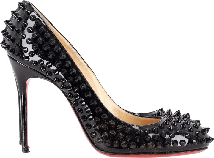 Christian Louboutin Fifi Spike Pumps in Black Patent Leather - ShopStyle