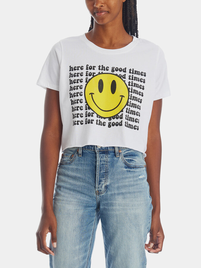PRINCE PETER COLLECTION Good Times Smiley Face Crop Top - ShopStyle