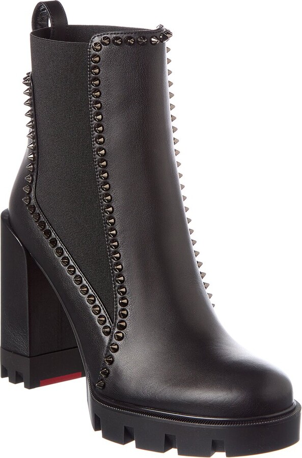 Christian Louboutin Out Line Spike Lug 100 Leather Boot - ShopStyle