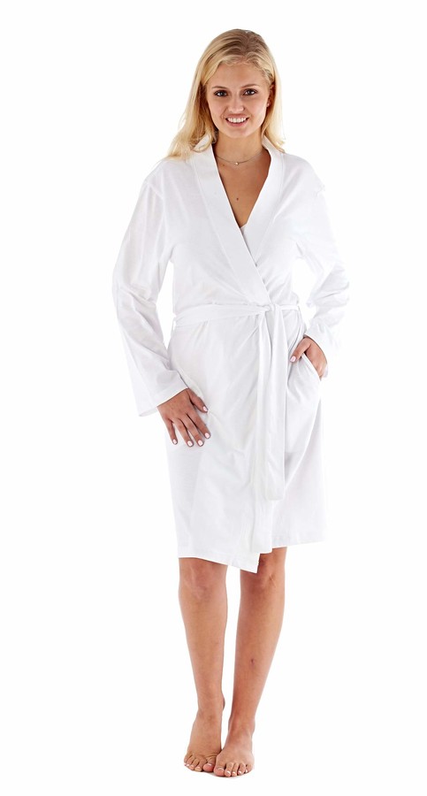 Selena Secret Ladies Soft Lightweight Summer Cotton Jersey Robe (Medium ...
