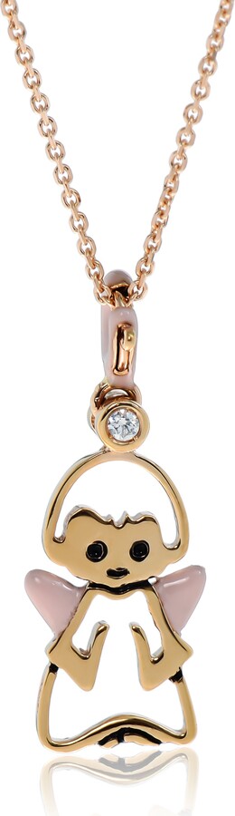 Minu by Giovanni Ferraris 18K Rose Gold Diamond Angel with Pink Wings ...