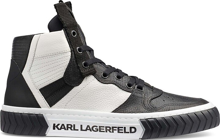 Karl Lagerfeld Paris Leather & Python Print Midtop Sneakers - ShopStyle