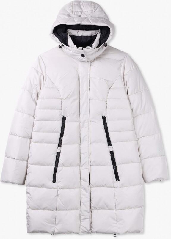 CARRE NOIR White Mid Length Puffa Coat - ShopStyle